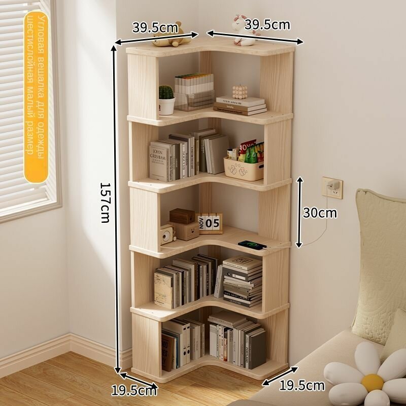 Угловой книжный шкаф, многослойный, большой объем