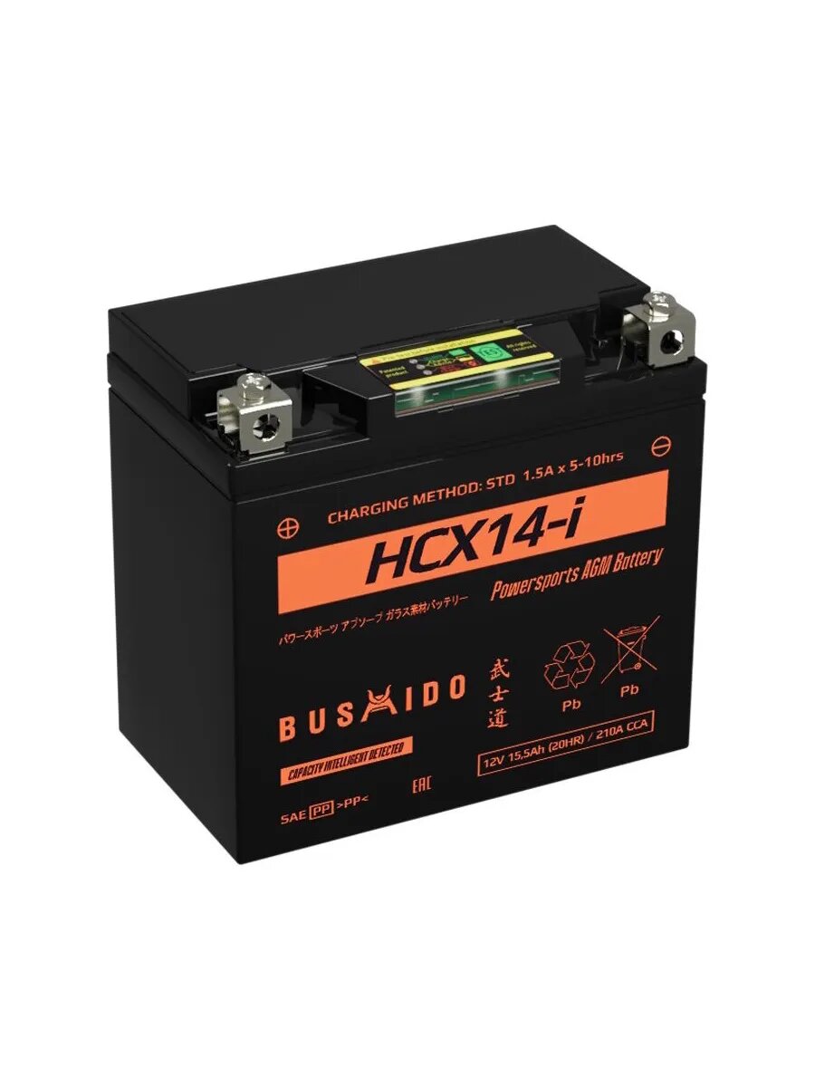 Аккумулятор BUSHIDO HCX14-i 12V 15.5Ач прям. пол.