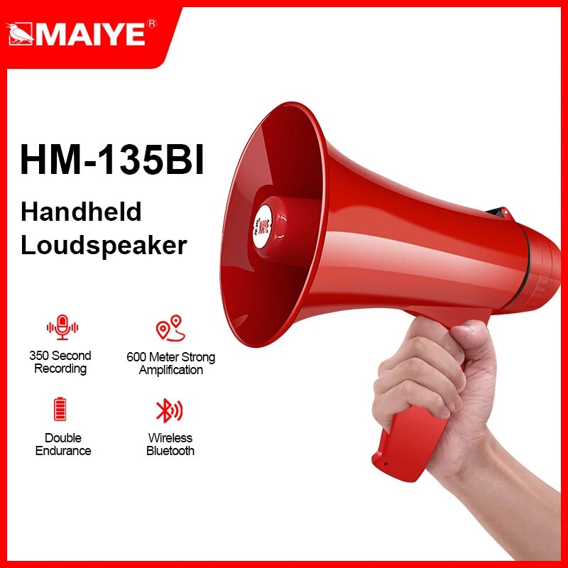 Мегафон ручной MAIYE HM-135BI, красный с батареей