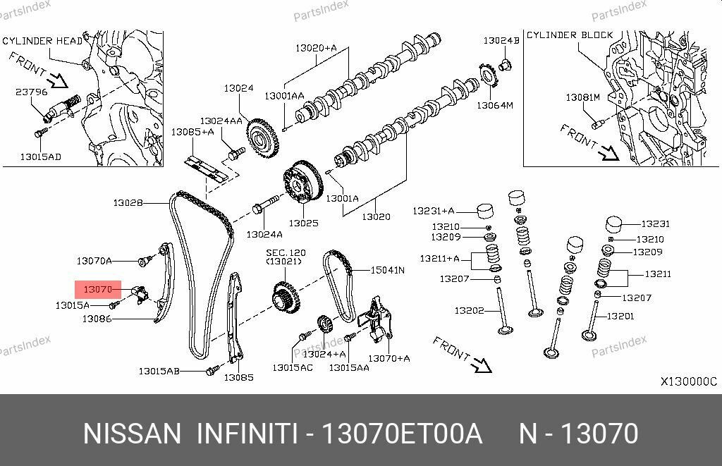 Натяжитель цепи ГРМ, NISSAN 13070ET00A