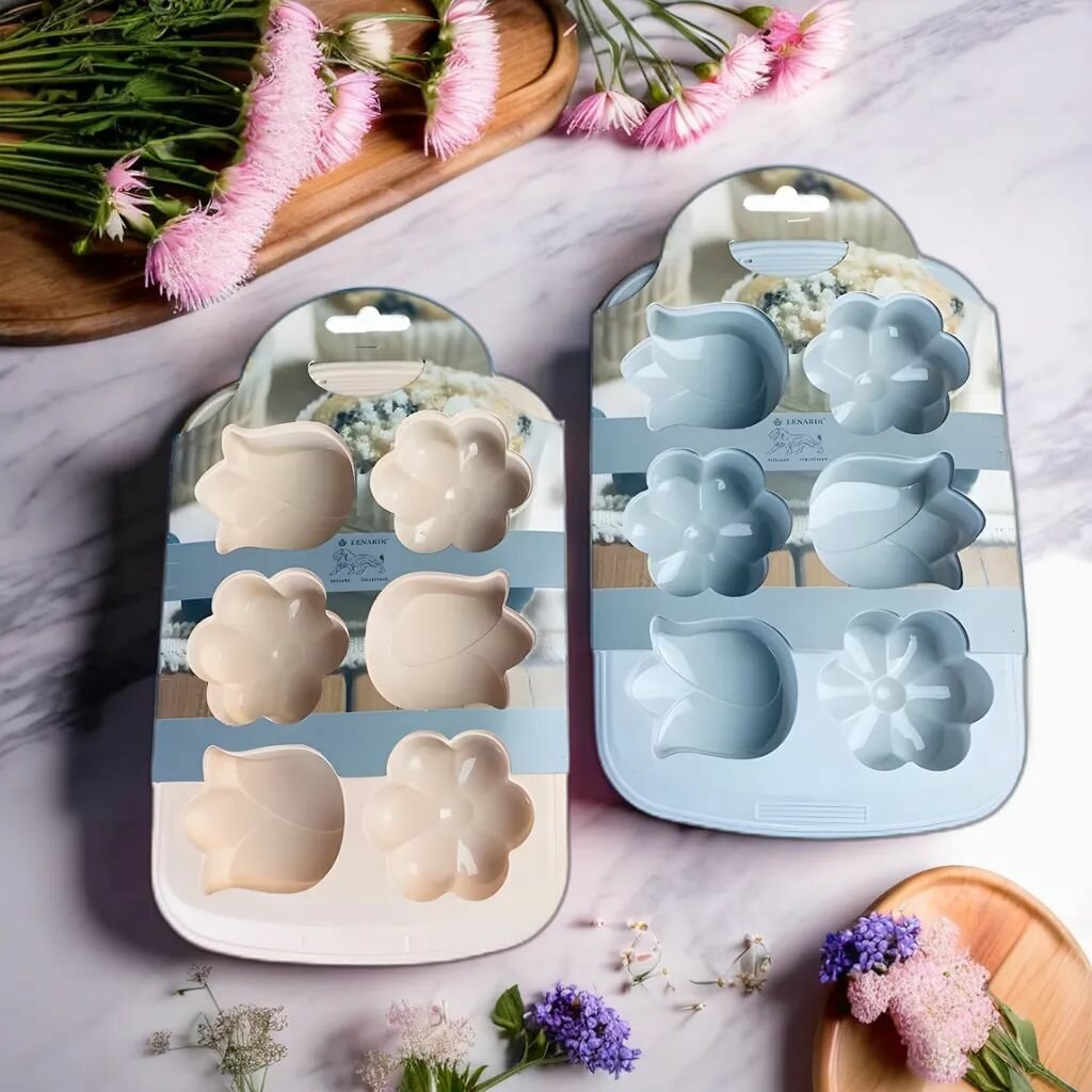 Силиконовая форма для выпечки 18х26х3 см, форма для кексов, капкейков, маффинов цвет микс