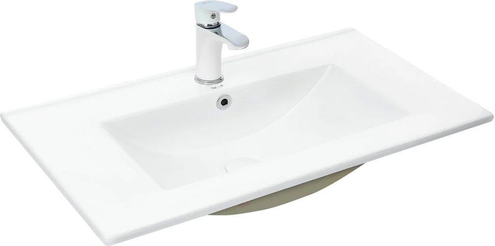 Раковина встраиваемая сверху Weltwasser WW Deilbach 10000003900 7506-60 полувстраиваемая, 60 см, фаянсовая, раковина для ванной, белая, прямоугольная, со сливом-переливом