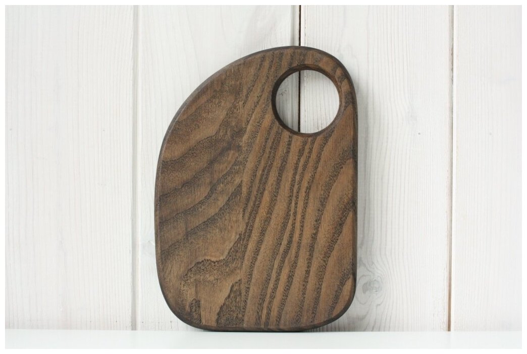 Деревянная разделочная доска, сервировочная доска "Палитра малая". Цвет "уголь" (черный). Дерево дуб. Столярная мастерская Yasen