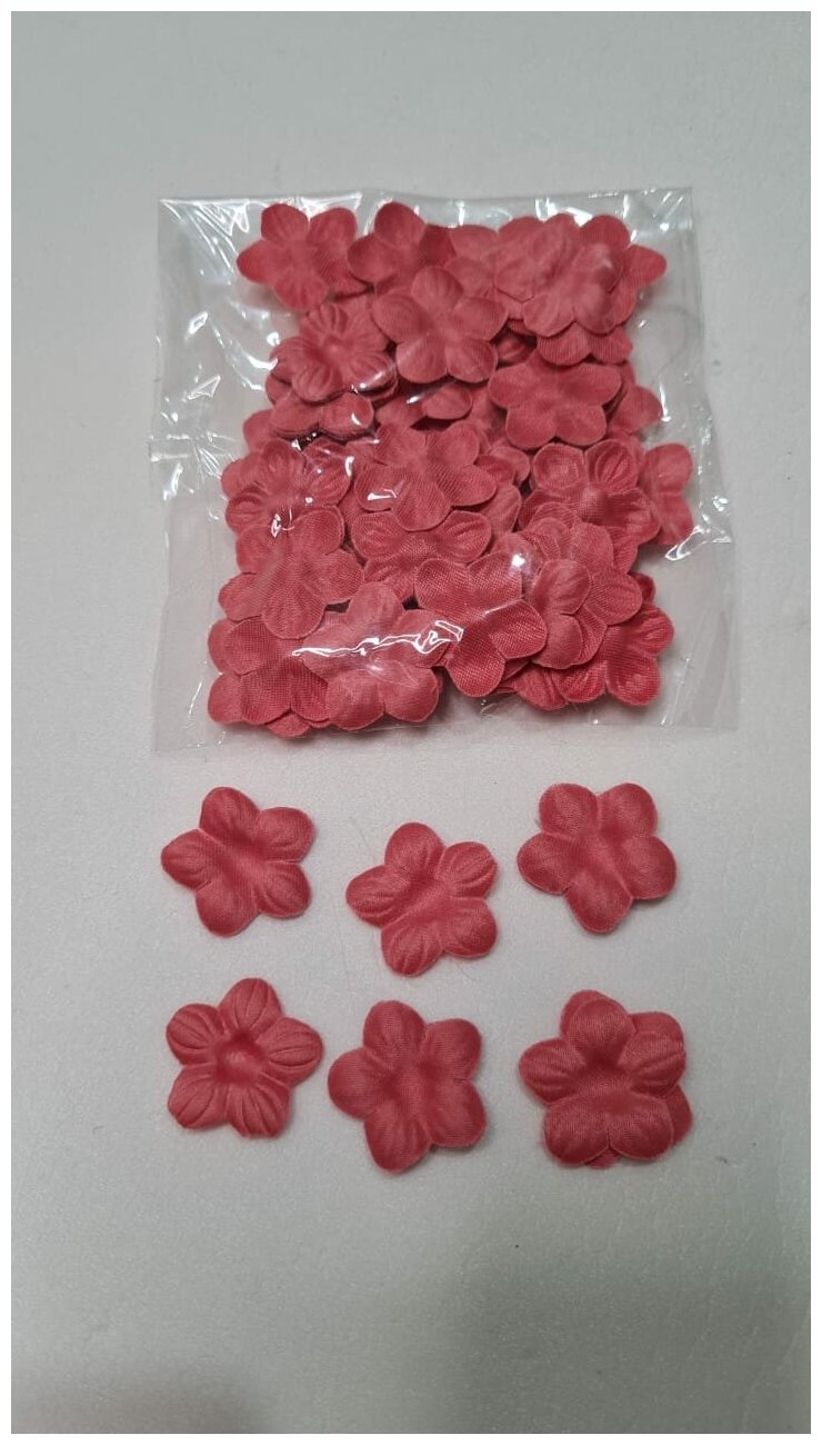 Товары для декорирования. Цветы из ткани. Заготовки. Размер 2 см. Цвет темно розовый. Упаковка 100 шт.