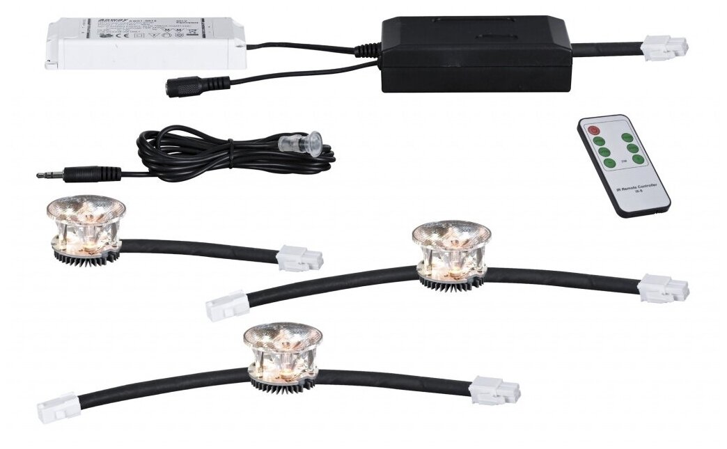 Модуль светодиодный Paulmann 2Easy 3Вт 2850-6500К 230В Прозрачный Радиоуправление Пульт дистанционного управления Набор 3шт. 92503.