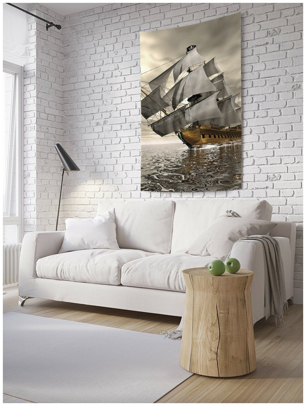 Вертикальное фотопанно JoyArty на стену "Фрегат в океане", 150x200 см