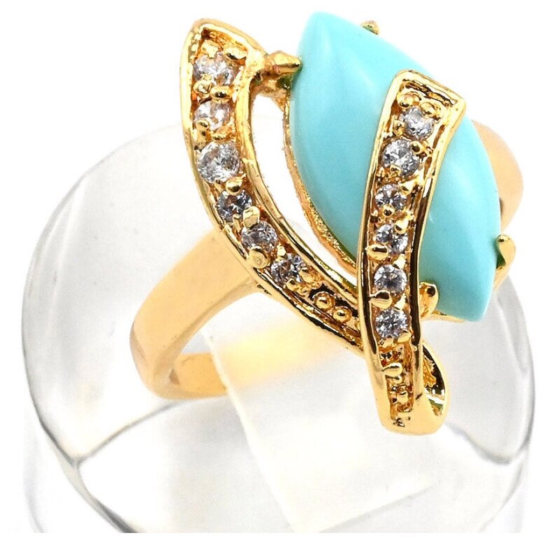 Кольцо, бирюза синтетическая, бирюза