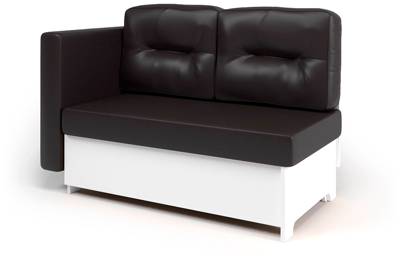 Диван Гамма 120 с раздвижным спальным местом и ящиком левый белый экокожа шоколад