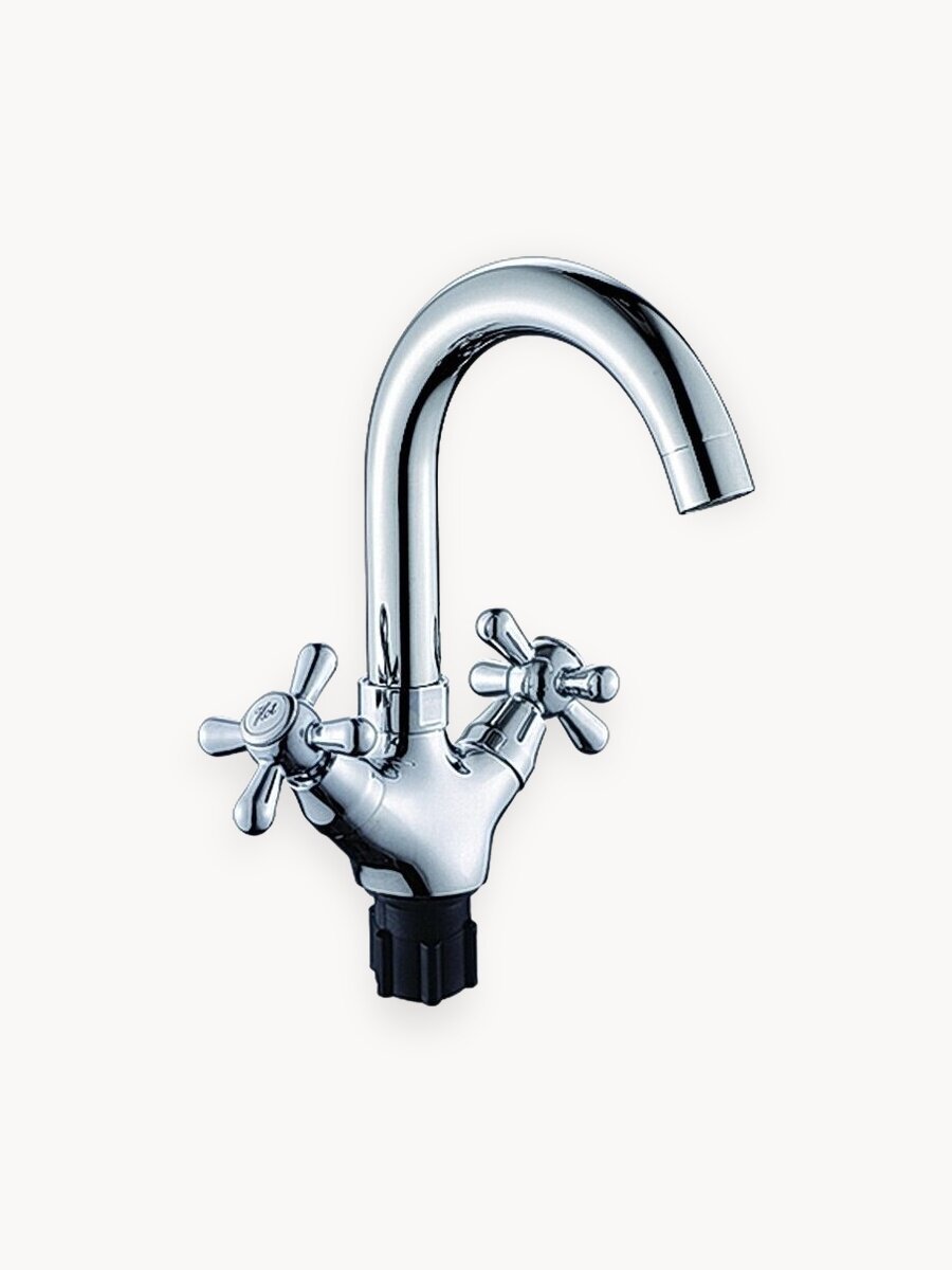 Смеситель на раковину Эверест B10-301 керамические кран-буксы, хром, крепление гайка