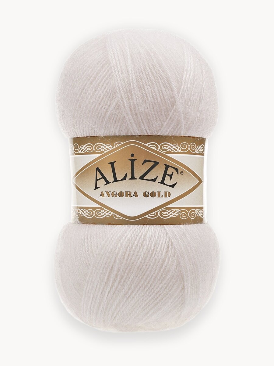 Пряжа для вязания Angora gold Alize, 5 мотков (550м, 100гр), цвет 599 Слоновая кость