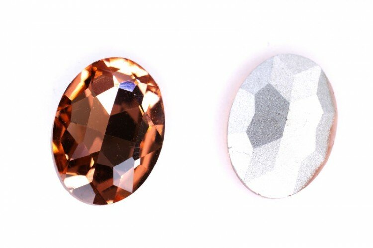 Кристалл Овал 25х18мм, цвет персиковый, стекло, 26-323, 2шт