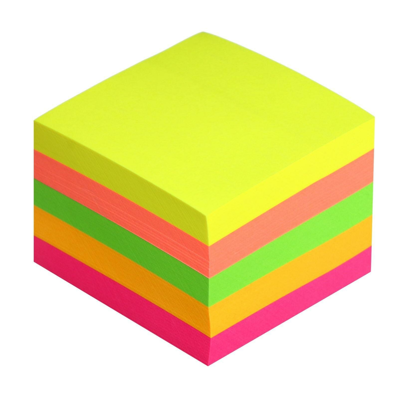 Блок с липким краем 51 мм х 51 мм, 400 листов, флуоресцентный, 5 цветов, 5491822