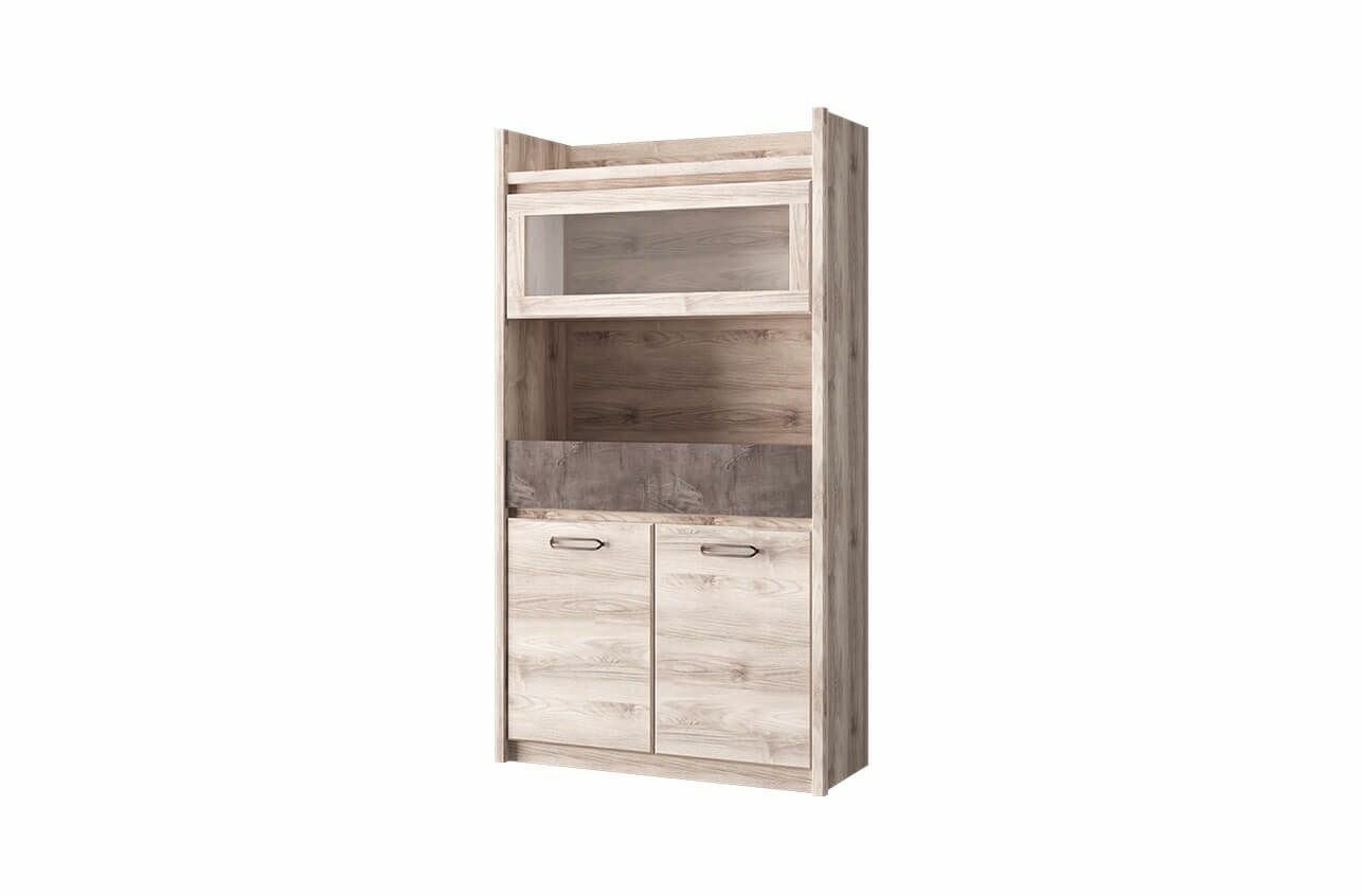 Шкаф с витриной Anrex 1V2D1S JAZZ, 174.5 x 39.4 x 96.4 см, цвет: Каштан найроби/Оникс