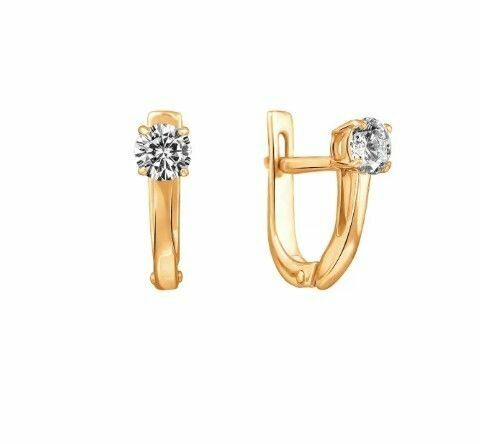 Серьги красное золото, 585 проба, фианит