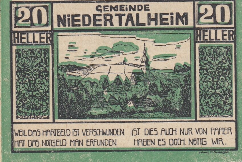 Австрия, Нидертальхайм 20 геллеров 1920 г. (№1)