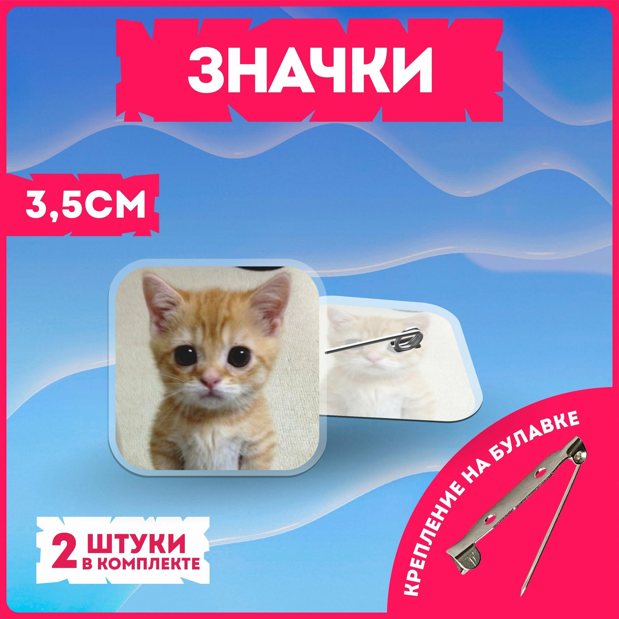 Значки на рюкзак кот котик милый мем, акриловые, набор, оригинальные.