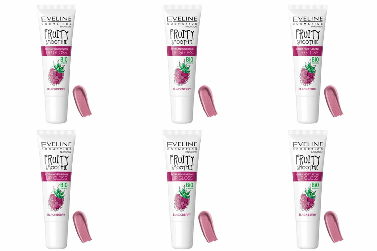 Eveline Cosmetics Блеск для губ экстраувлажняющий blackberry серии Fruity Smoothie, 12 мл, 6 шт