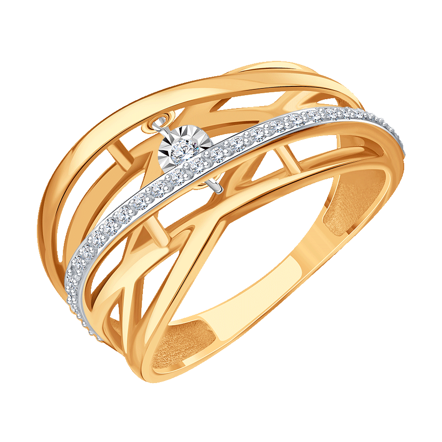 Кольцо, красное золото, 585 проба, бриллиант