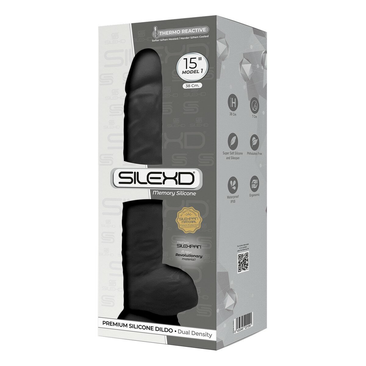 Фаллоимитатор на присоске SileXD Model 1 - 15", черный (38, Ø 7 см)