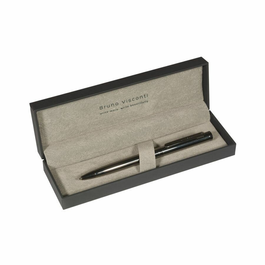 Ручка подарочная шариковая, автоматическая Bruno Visconti "Firenze" корпус вороненая сталь, в черном футляре