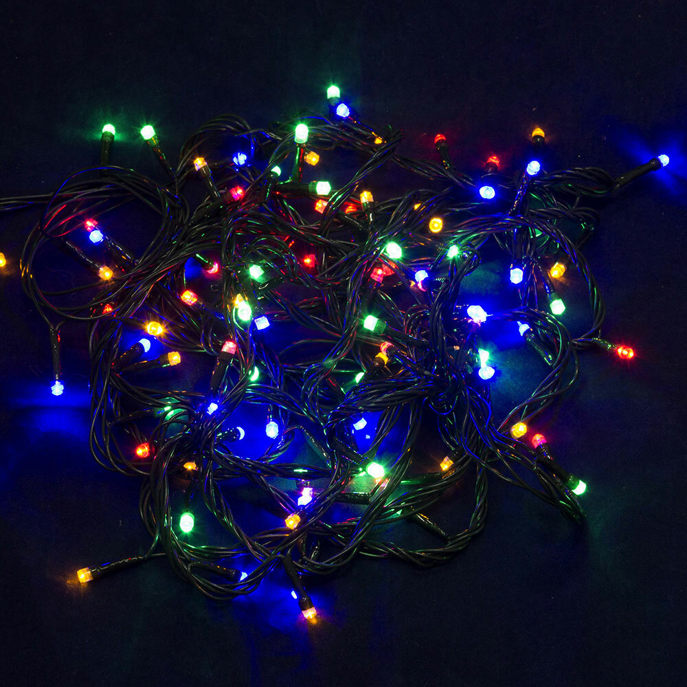 Электрическая гирлянда "Вьюнчик" длиной 6 метров с 100 светодиодами, 8 режимов, мультицвет ПВХ провод.