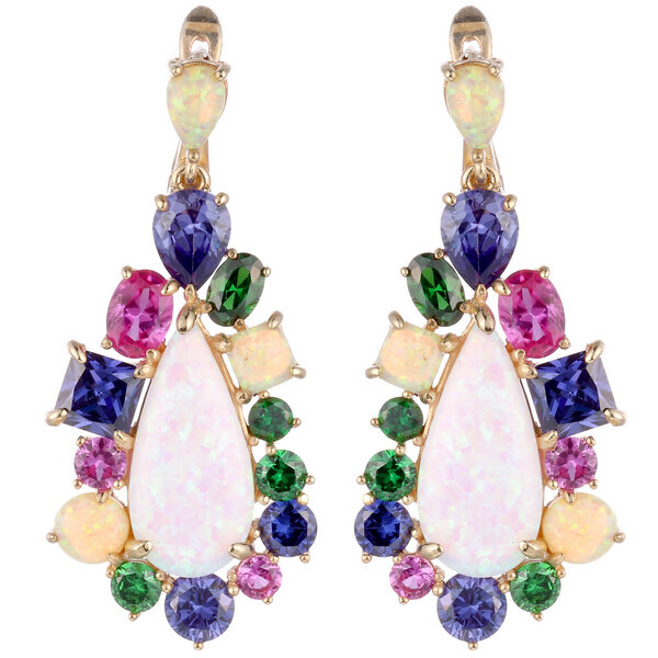 Серьги, серебро, 925 проба, опал синтетический