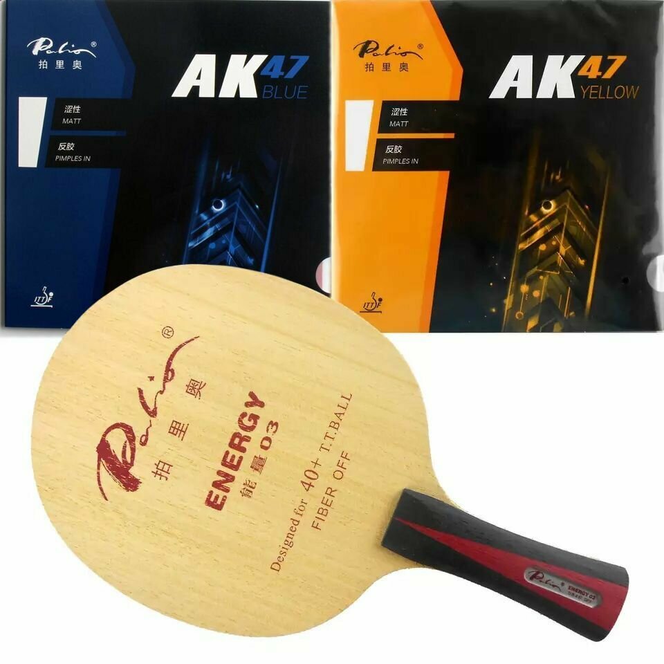 Ракетка для настольного тенниса. Ручная сборка / Palio energy 03 + AK47 blue + AK 47 Yellow