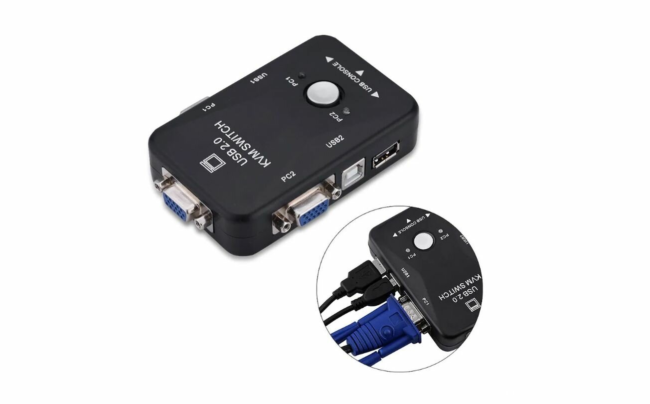 KVM переключатель/свитч VGA 2х1 USB