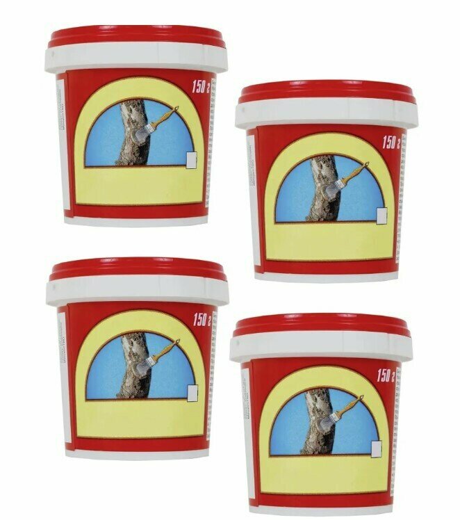 Паста садовая, комплект 4 шт. по 150г, для дезинфекции и заживления ран садовых деревьев при обрезке ветвей, повреждениях деревьев и кустарников, предотвращения соковыделения