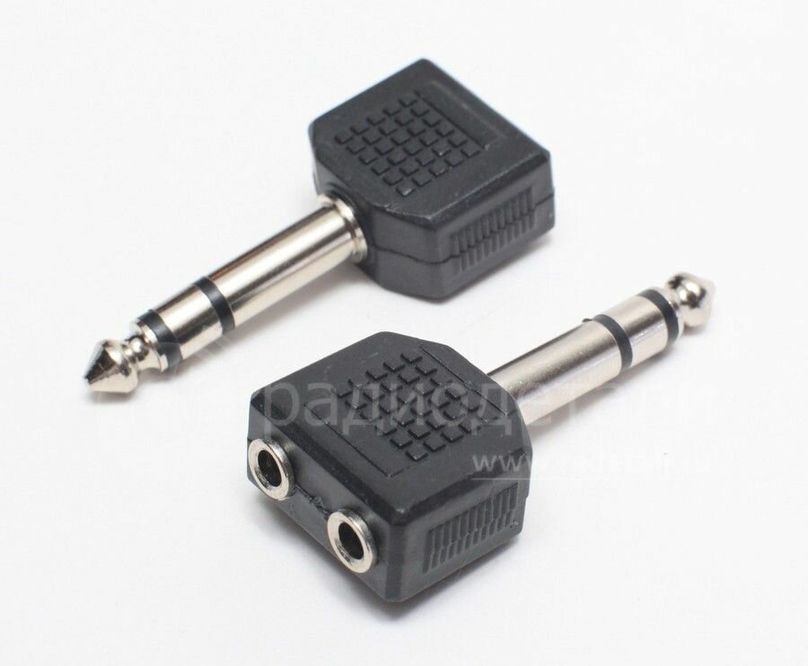 Переходник 6,3 Штекер стерео - 3,5 2 гнезда стерео