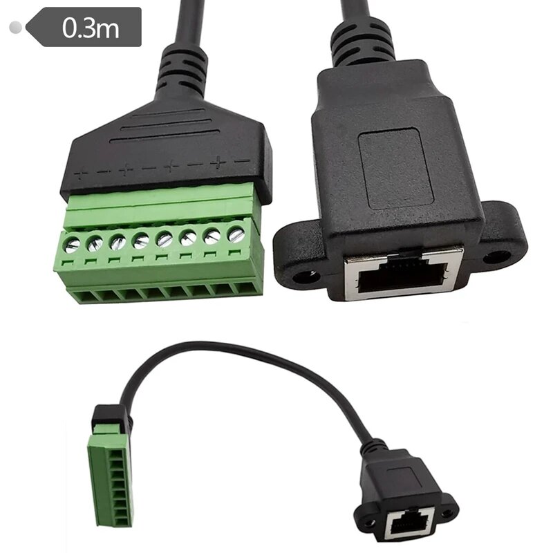 Переходник RJ45 - винтовая клемма 8P, 30см, черный