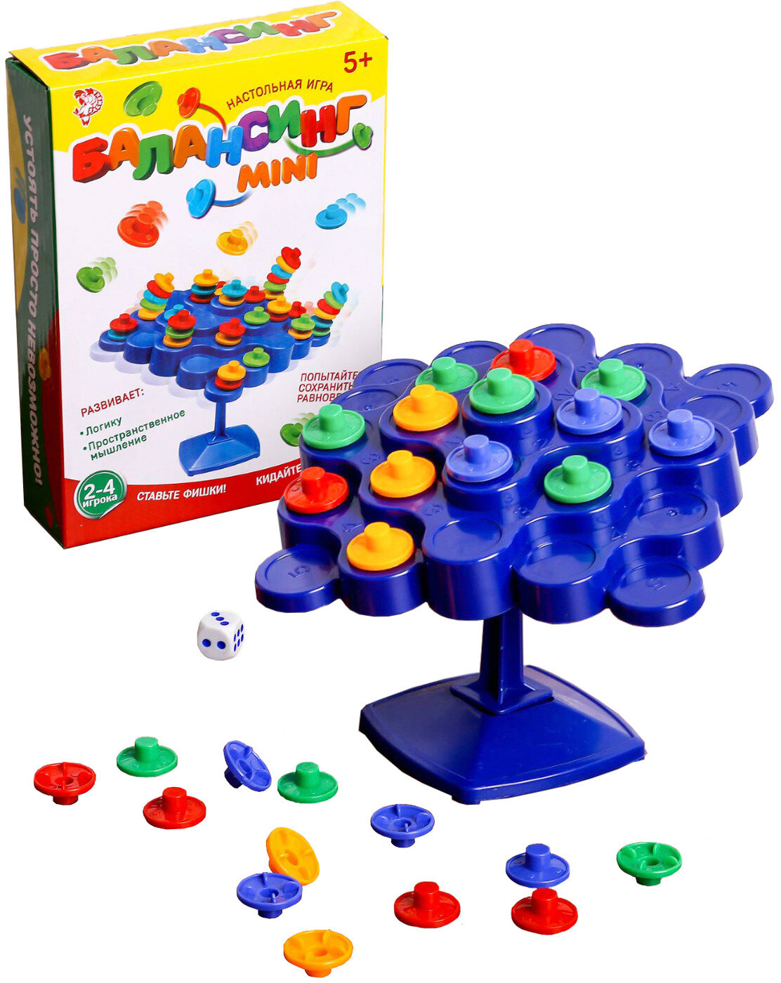 Настольная IQ игра "Балансинг мини", набор 3D поле, кубик и фишки