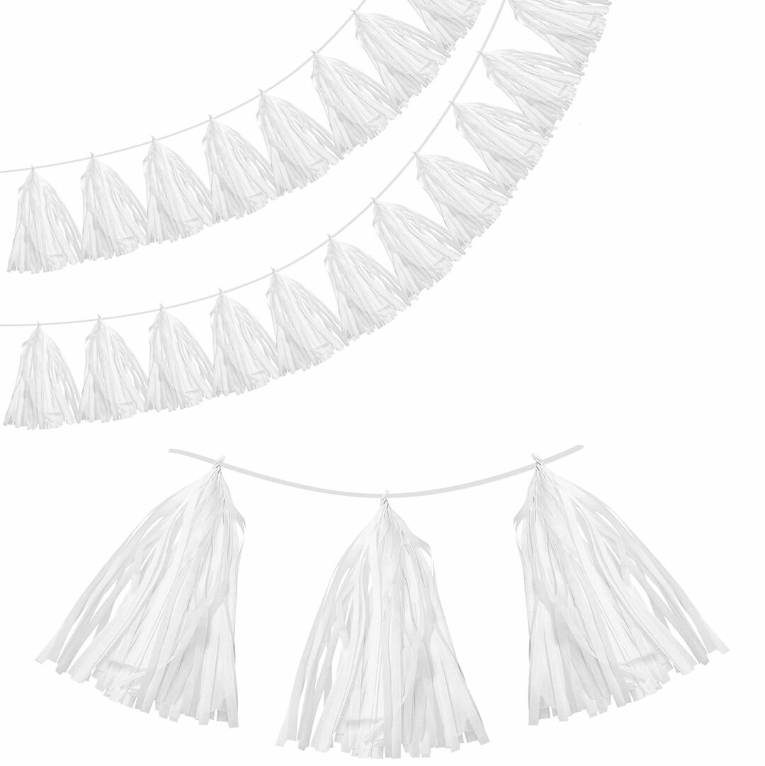 Гирлянда-дождик Волна веселья Тассел цвет белый 35х12 см 12 листов