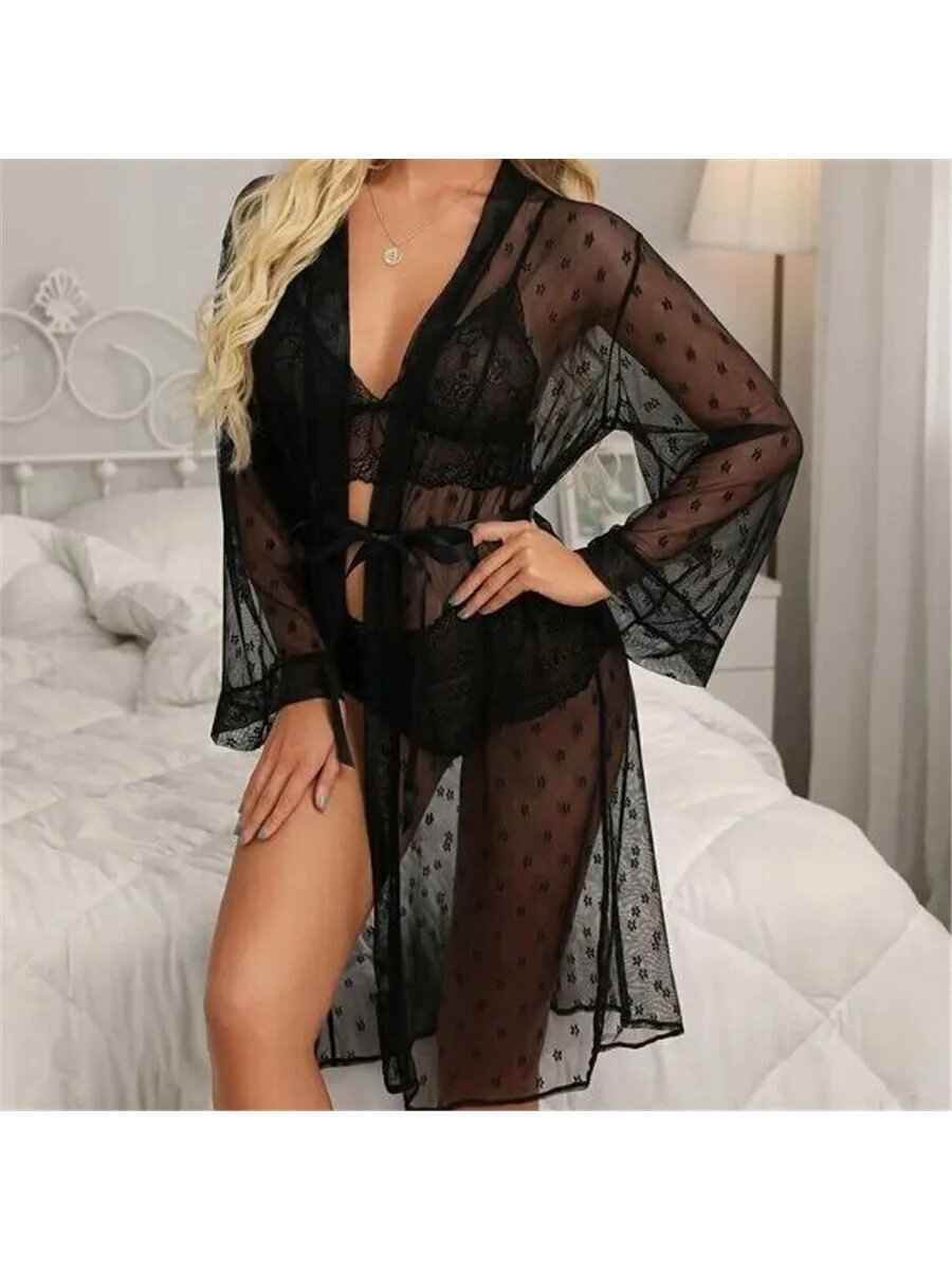 Эротическое женское белье Kibri "dc girl", регулируемое, в сеточку, размер OneSize, черный