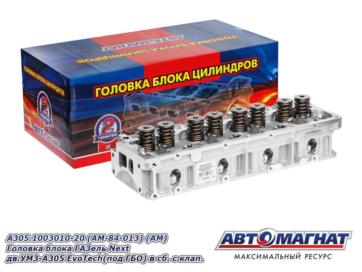 Головка блока для а/м Газель Next дв. УМЗ-А305 EvoTech (под ГБО) в сборе с клапанами