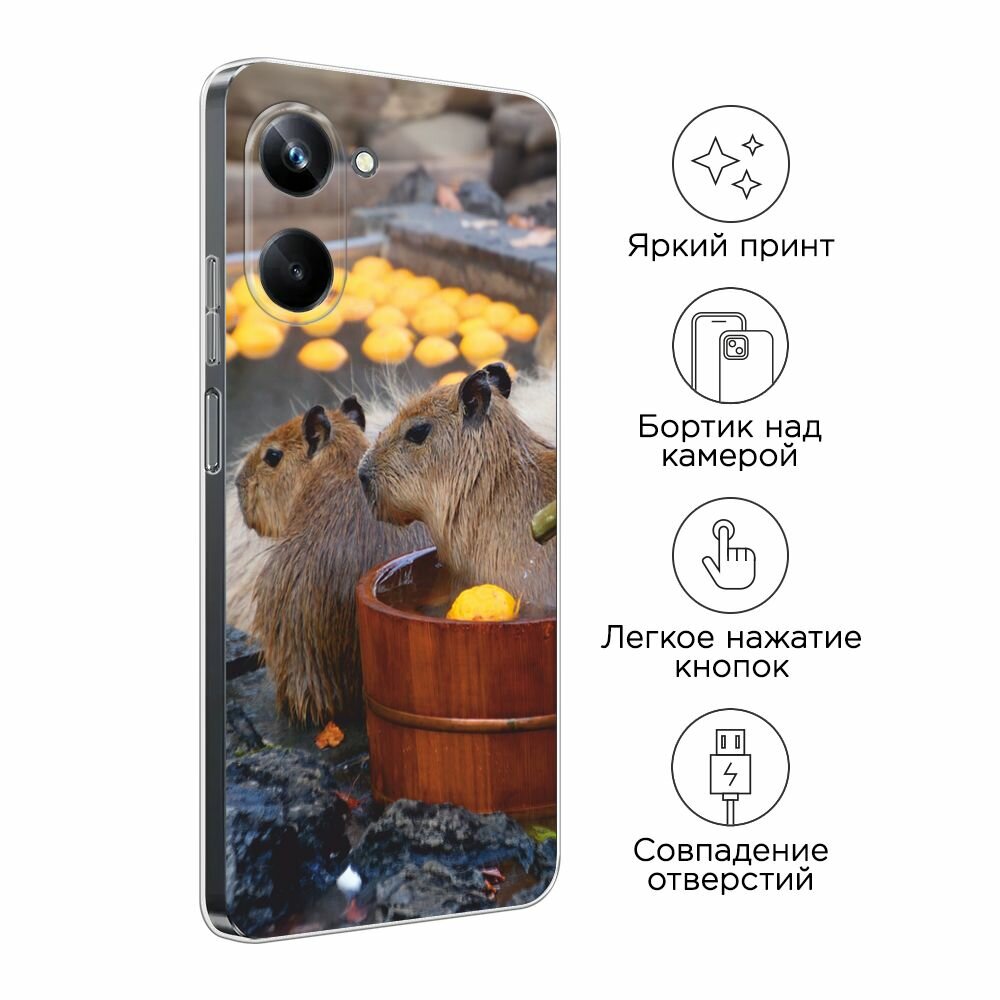 Чехол на Realme 10 Pro / Реалми 10 Про с принтом "Капибары отмокают" — фото 1