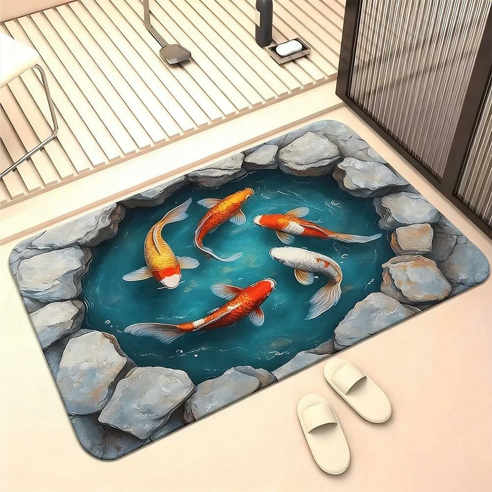 Противоскользящий ковер для помещений с 3D-принтом карпа