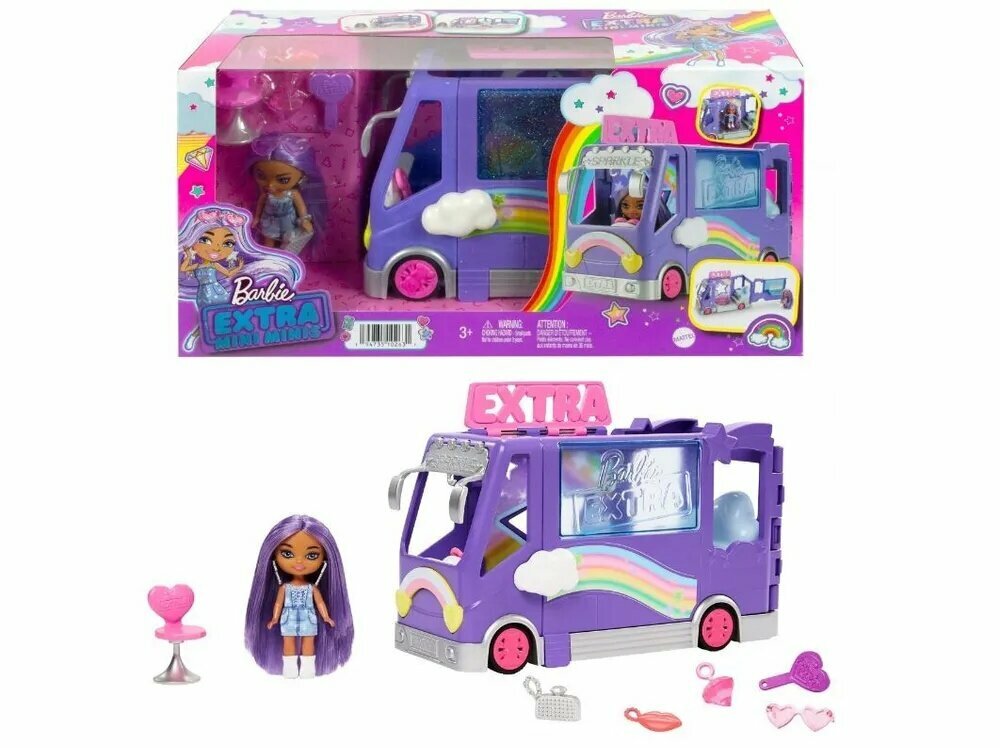 Игровой набор Mattel с куклой Barbie Extra Mini Minis Tour Bus - автобус для путешествий /HKF84