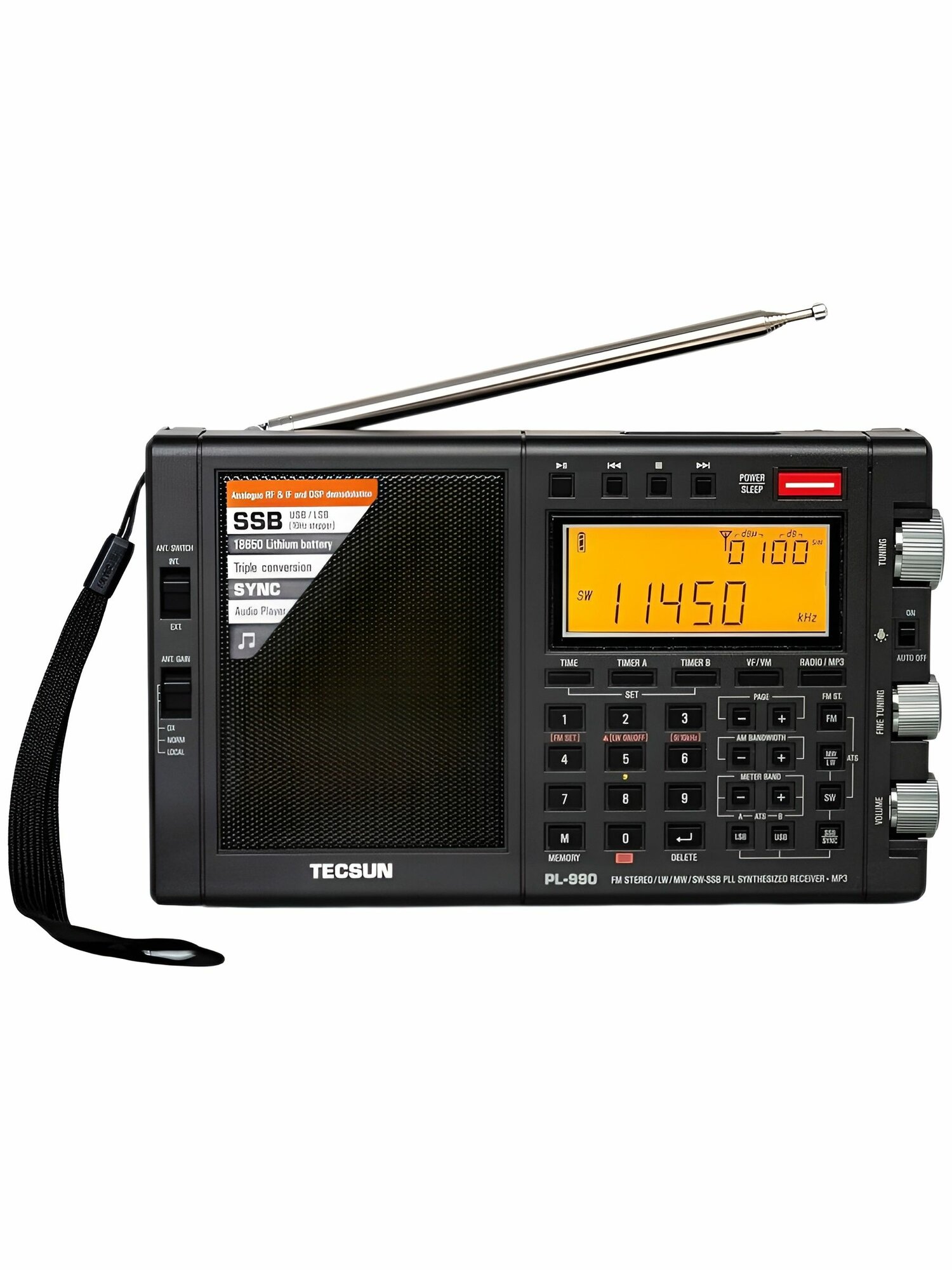 Радиоприёмник Tecsun PL990 с MP3 плеером: приём AM, FM, КВ, ДВ, SSB