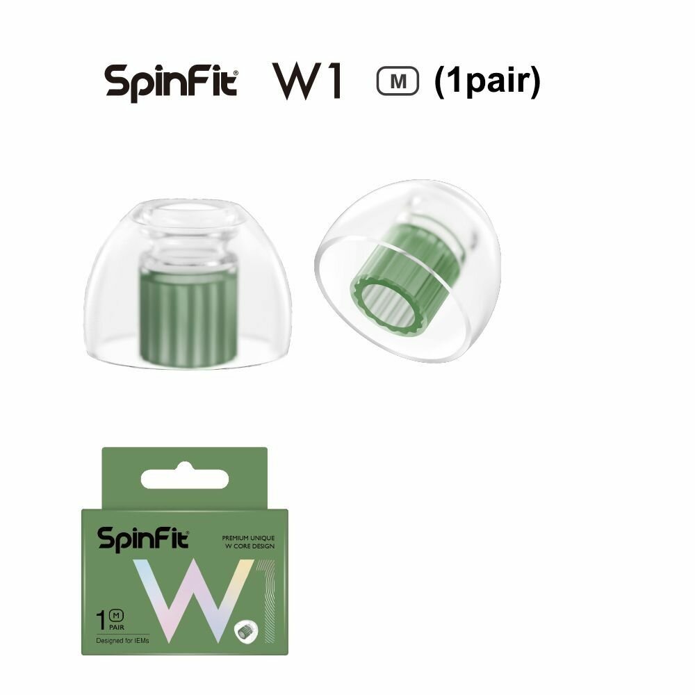 Эксклюзивные амбушуры SpinFit W1M с двухслойным Wобразным сердечником обеспечивают превосходную шумоизоляцию и максимальный комфорт для безупречного звучания и посадки, 1 пара