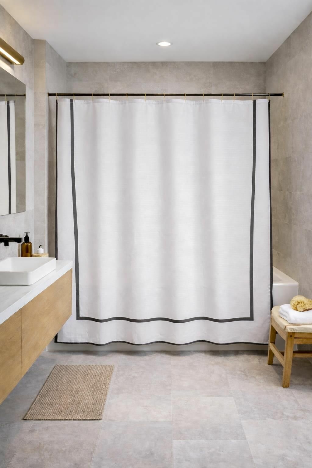 Штора для ванной, 180х180 см, с кольцами, полиэстер/металл, бежевая, Кант, Protection