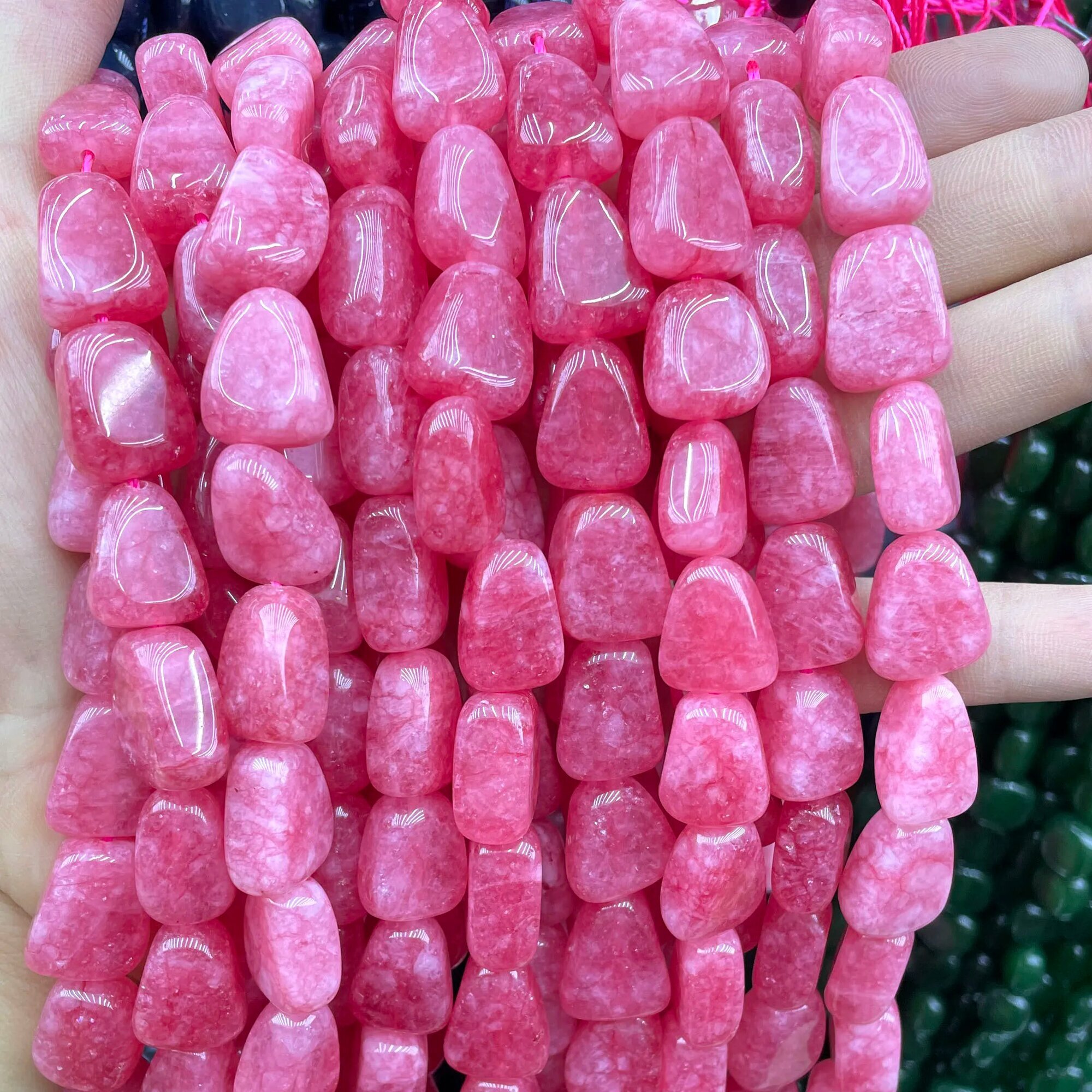 Розовый халцедон нефрит бусины SYSRXLR Розовый, Dark Pink