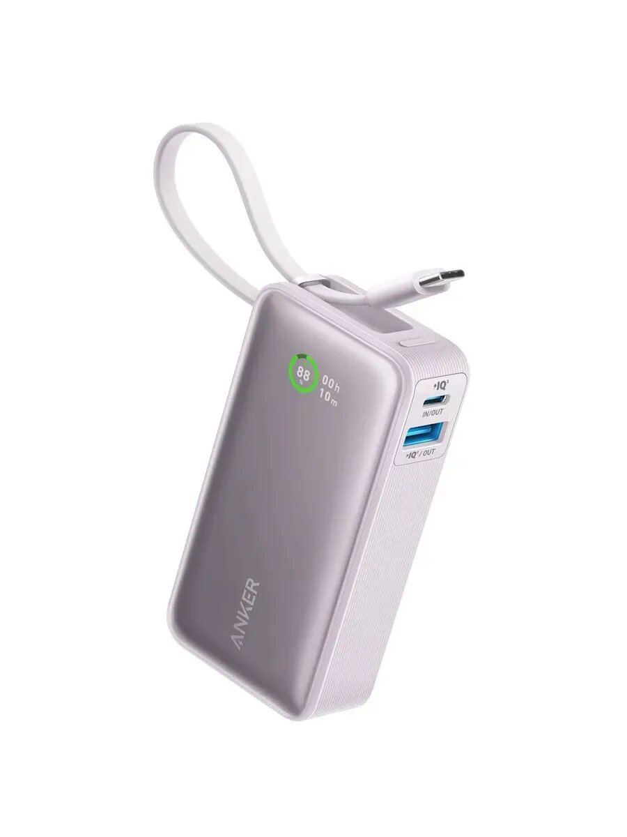 Внешний аккумулятор с кабелем Nano 10000mAh 30W - Purple