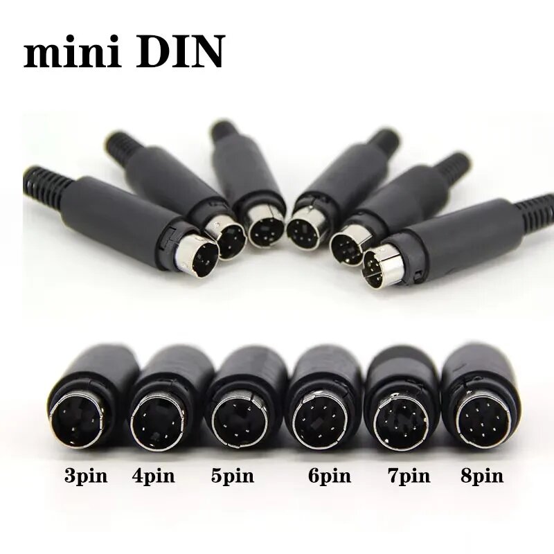 Мини DIN разъем 3-8pin черный, 8шт