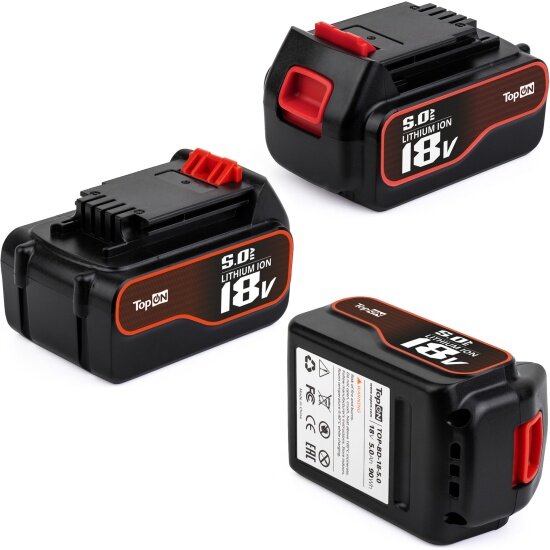 Аккумулятор для Black+Decker Topon 18V 5.0Ah (Li-ion) PN: BL4018-XJ