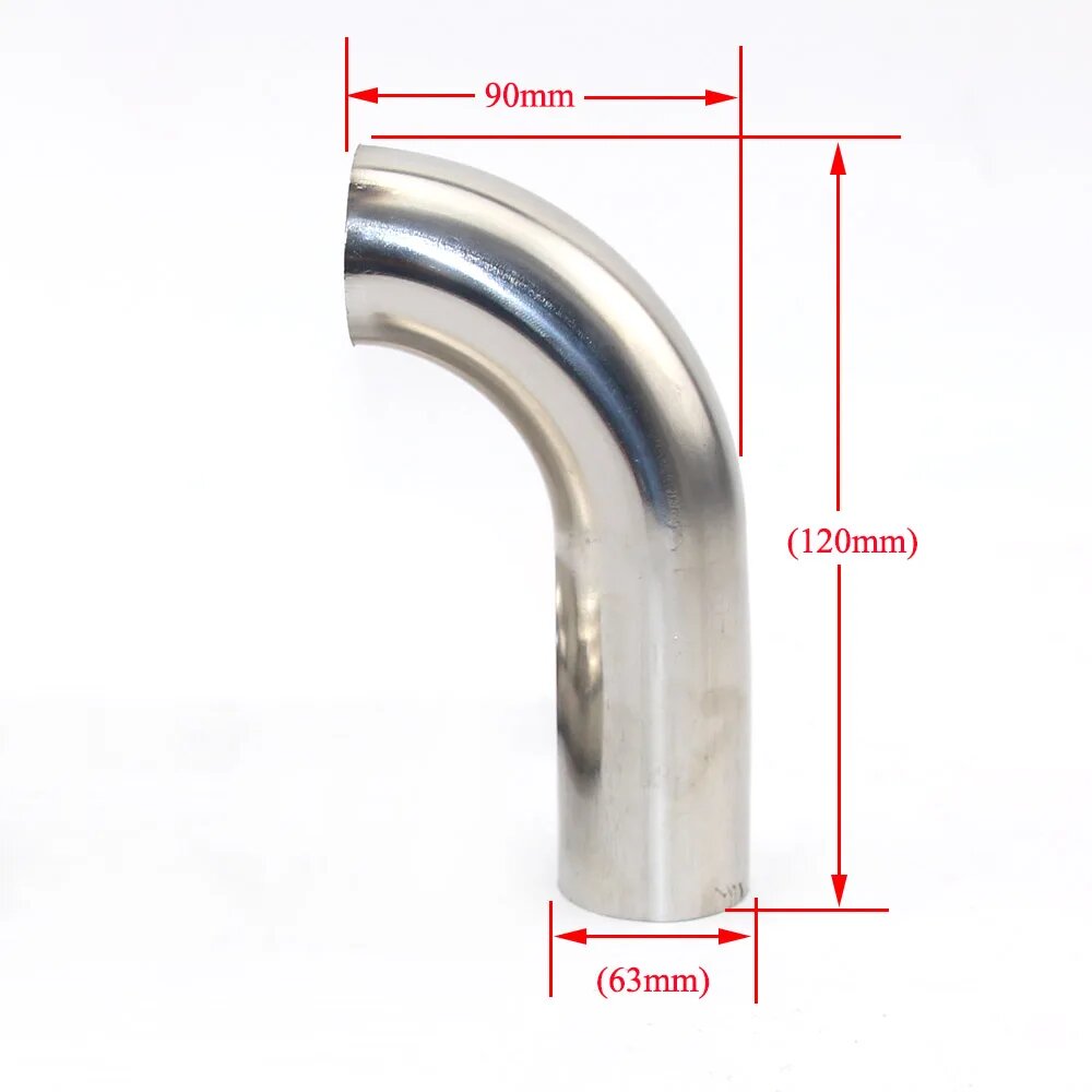 Угольник из нержавеющей стали 304 90 градусов 63mm (90mm x 120mm)