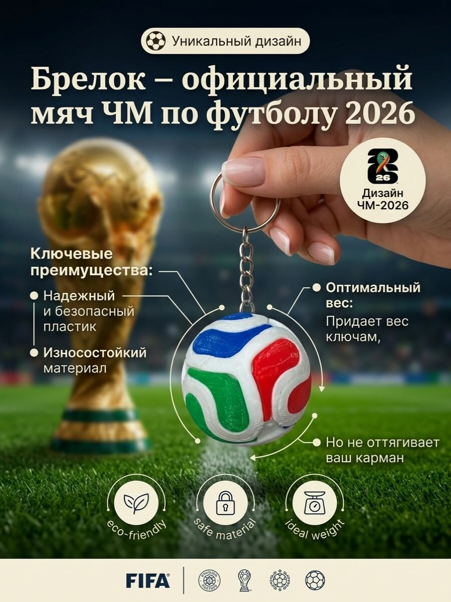 Брелок "Чемпионат мира по футболу", пластик, 4 см, упаковка 1 шт