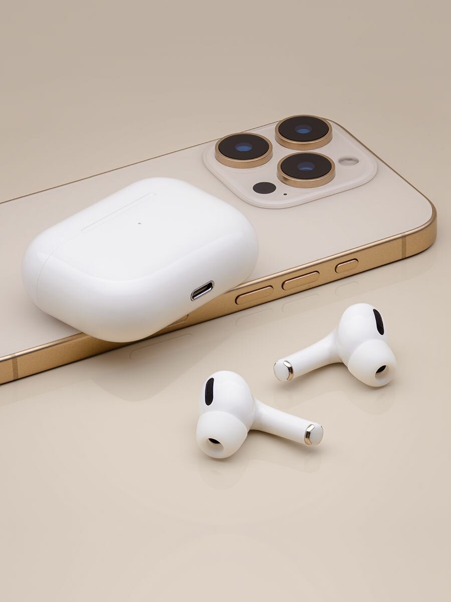 Наушники беспроводные / AB-06 гарнитура bluetooth для телефона с сенсорным управлением и микрофоном, BT 5.3, зарядный кейс Lightning 230 mAh, белый, Без заводской упаковки, 4057-OZ
