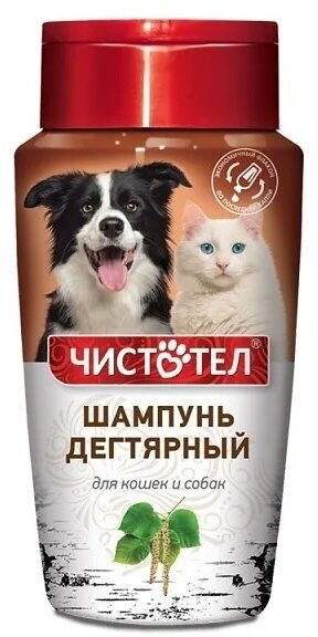 Шампунь Чистотел для кошек и собак от блох и клещей Дегтярный 220 мл