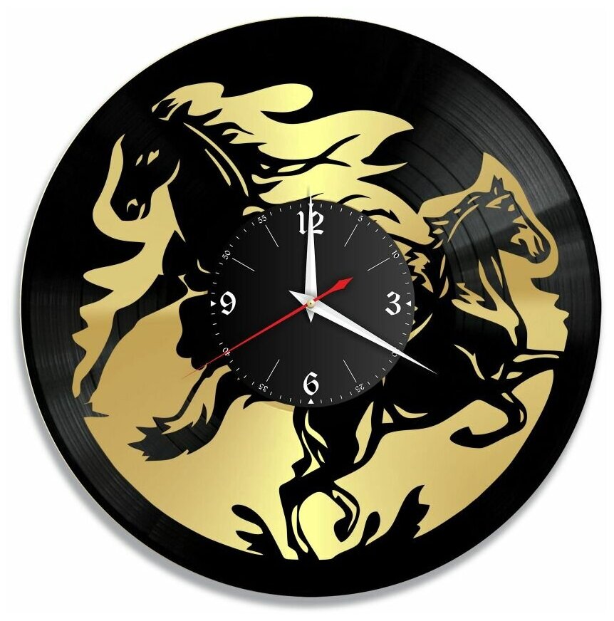 Часы из винила Redlaser "Лошади, бегущие лошади, пара лошадей" VW-10718-1
